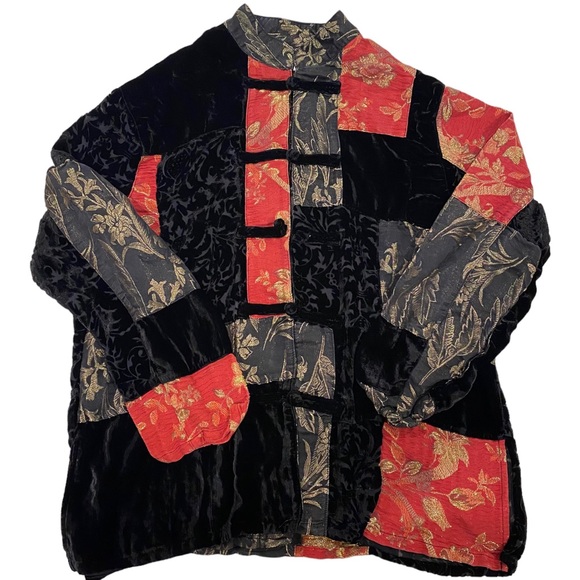 Chico's | Tops | Vintage Asian Inspired Patchwork Button Down Velvet Blouse 72 | Poshmark